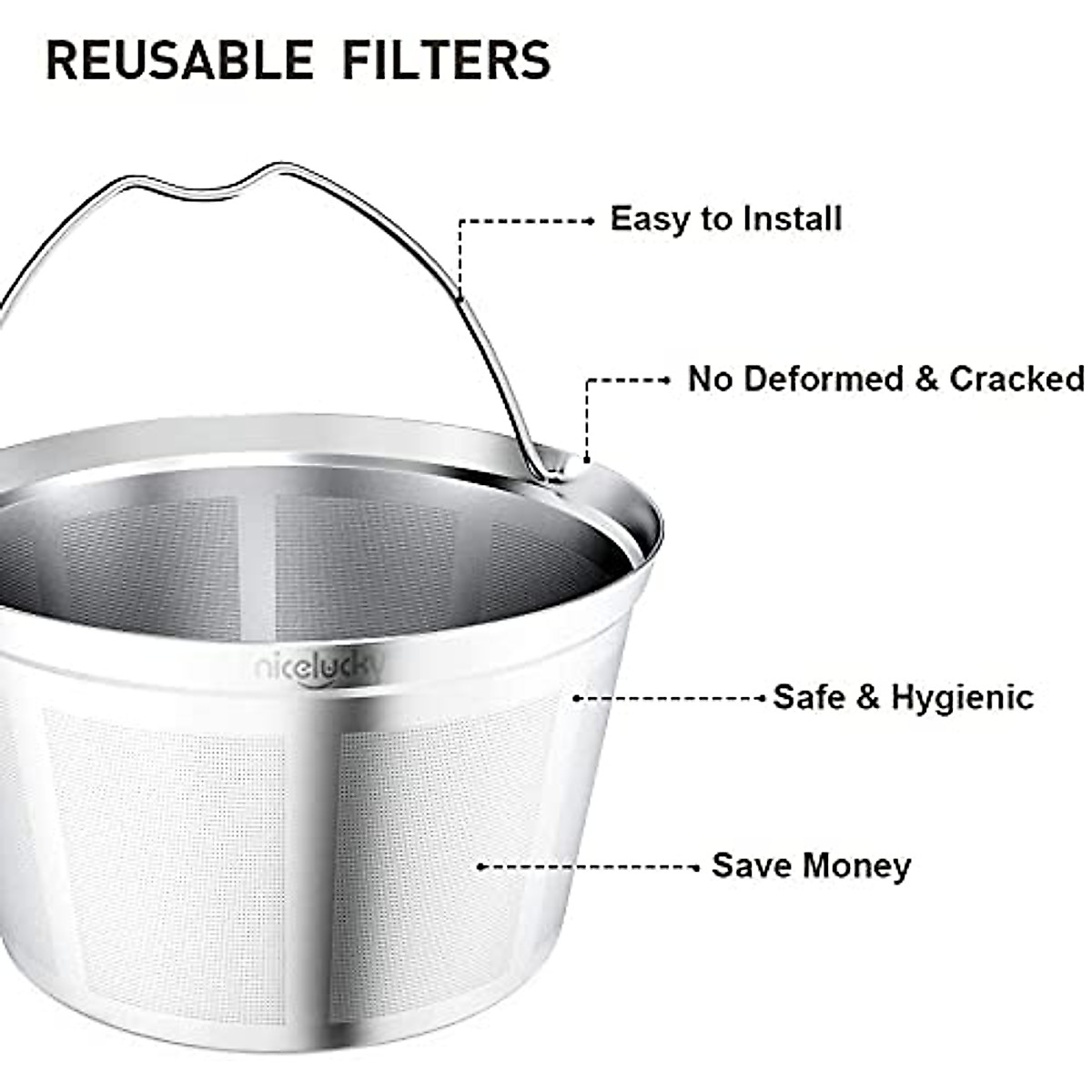 Nicelucky Bunn coffee filter reusable 8 10 12 cup basket replacement filter-stainless steel Permanent coffee filter Suitable for BUNN coffee brewer