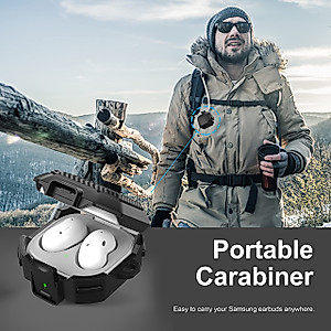 Valkit Compatible Galaxy Buds FE Case 2023/Buds 2 Pro 2022/Buds 2/Buds Pro/Buds Live Case Cover with Lock, Carbon Fiber Shockproof Protective Case for Men Women with Keychain for Samsung Earbuds