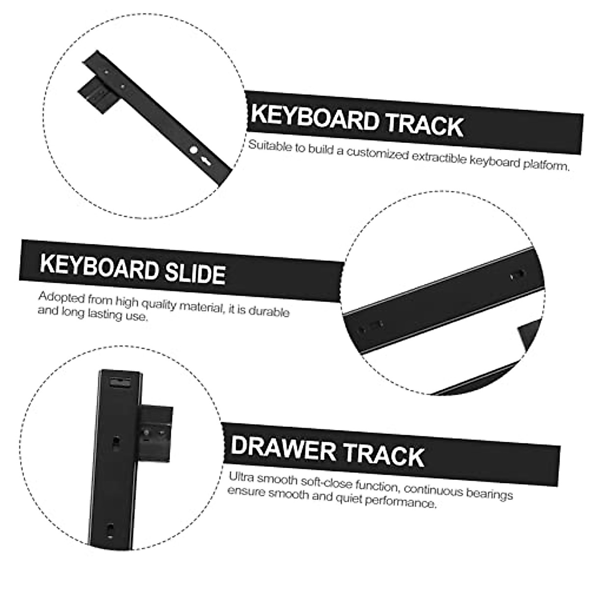 Tofficu 1 Pair Keyboard Rails Plastic Pallet Computer Desk Accessories PC Keyboard Drawer Slides Bearing Keyboard Tray Slide Rail Under Desk Tray Keyboard Rack Computer Drawer Tray Ball