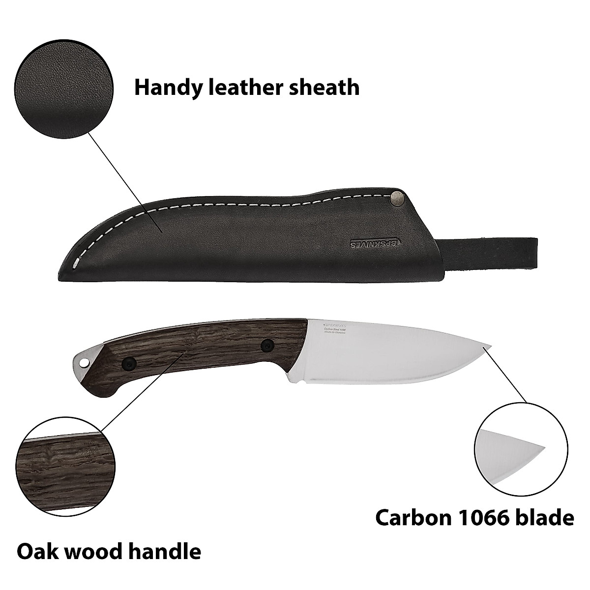 BPS Knives Savage Bushcraft Knife Full Tang Camping Knife with Leather Sheath Carbon Steel Knife, Outdoor Fixed Blade Knife, Bush Survival Knives Gift for Men, Camp Gear
