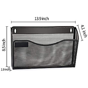 samstar 6 Pack Mesh Wall Mounted File Holder Metal Wall File Pocket Organizer for Office/Home(with Label Panel)