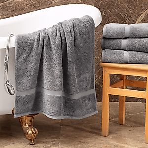 Towel Bazaar Premium Cotton Super Soft and Absorbent Turkish Towels (8-Piece Towel Set, Gray)
