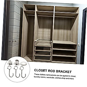 Brackets 1 Set Closet Clothes Rail Flange Stainless Steel Shower Curtain Rod Heavy Duty Curtain Rods Shower Curtain Holder Adhesive Curtain Rod Holder Holder Closet Pole Holder