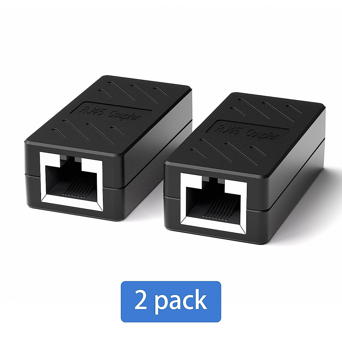 RuiPuo RJ45 Coupler Ethernet Cable Extender Adapter LAN Connector in Line Coupler Female to Female in Line Coupler for Cat5/Cat5e/Cat6/Cat7 Ethernet Cabler (Black 2 Pack)