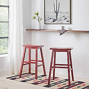 Amazon Brand – Stone & Beam Cottage Wood Bar Stool, 29"H, Red