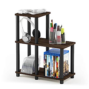Furinno Turn-N-Tube Accent Decorative Shelf, Columbia Walnut/Black