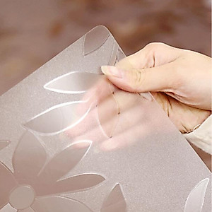 Table Cover Protector XXIOJUN Transparent Tablecloth Protector with Plant Pattern, PVC Waterproof/Oil-Proof Rectangle Plastic Clear Sheet Table Cover, Kitchen & Dining Room