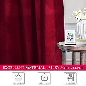 StangH Theater Red Velvet Curtains - Super Soft Velvet Blackout Insulated Curtain Panels 84 inches Length for Living Room Holiday Decorative Drapes for Master Bedroom, W52 x L84, 2 Panels