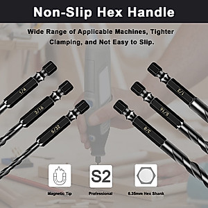 10 Pcs Masonry Drill Bits, Concrete Drill Bit Set Tungsten Carbide Tip Work with Concrete, Stone, Carbide Drill Bit Set for Glass, Brick, Tile, Plastic, Ceramic and Wood Size 1/4 inch