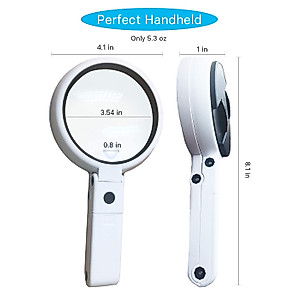 Magnifying Glass with Lights,Adjustable Standing Base,Portable Handheld,[3.5X+10X] Dual Magnification Lens,Magnifier Glass for Reading Jewelry Craft and Computer Repair