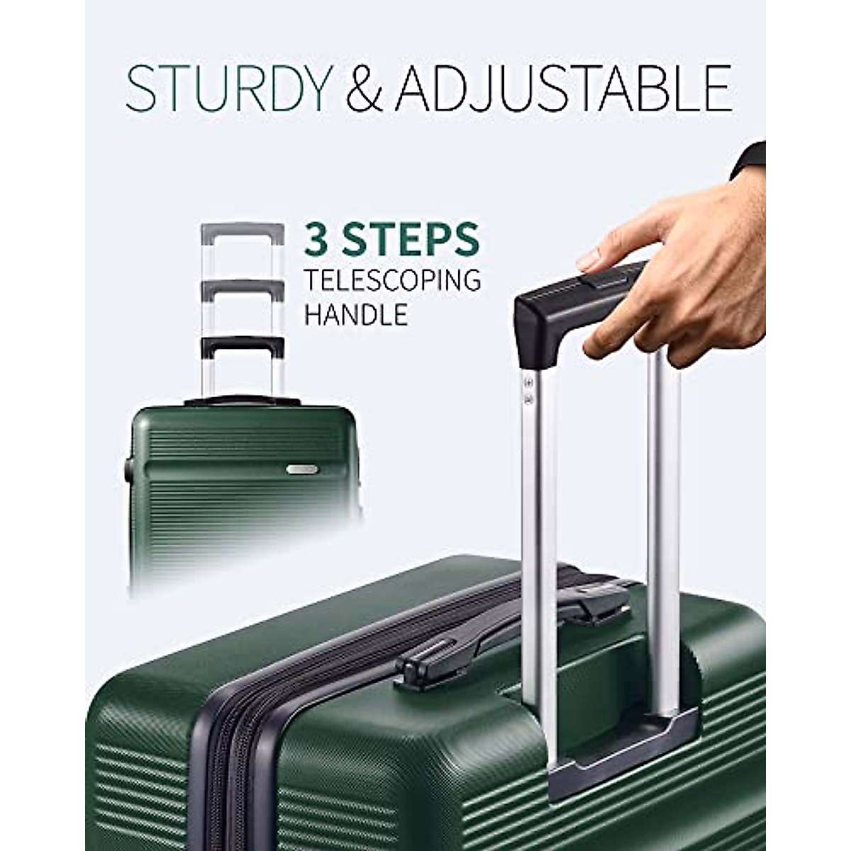 Zitahli Luggage Sets, Suitcases with Wheels, 3 Piece Luggage Set, Suitcase Set with TSA Lock Spinner Wheels YKK Zippers, 20in 24in 28in (Dark Green)