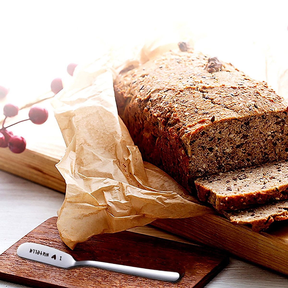 LRUIOMVE I Love Nutella Stainless Steel Engraved Butter Knife, Peanut Butter Spreader for Toast and Bread, Breakfast Spreads, Cheese and Condiments Gift for Peanur Butter Lovers