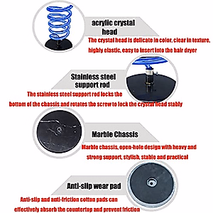 Spiral Hair Dryer Holder, Blow Dryer Holder, Desktop Hair Dryer Stand, Marble Plinth, Suitable for Bathroom, Living Room, Hair Salon (Color : Clear)