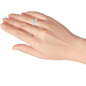 GemsOnClick Natural-Aquamarine 925-Sterling-Silver Solitaire Engagement Ring Chakra Healing Birthstone Handmade Daily Wear Women Jewelry Size: 12
