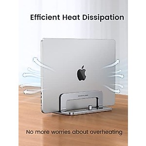 UGREEN Vertical Laptop Stand Holder Desk Aluminum Dock Compatible for MacBook Pro Air Laptop Stand Desktop Adjustable, Lenovo Ideapad 3, Surface Book, HP Notebook, Dell Chromebook Up to 17.3 Inch
