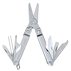 LEATHERMAN, Micra Keychain Multitool with Spring-Action Scissors and Grooming Tools, Stainless Steel, Built in the USA, Stainless