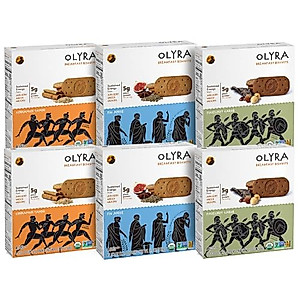 Olyra Breakfast Biscuits Variety Pack | Kids Healthy Snacks | Low Sugar, High Fiber, Plant-Based Protein Cookies | Organic Breakfast Cookies with Ancient Greek Grains | Boost Energy and Immunity 4 Count (Pack of 6)