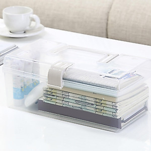 Plastic Clear Storage Box, Multipurpose Organizer and Storage Case, Portable Handled Storage Box for Home, School, Office, First Aids(L 9.1x4.5x3.7in)