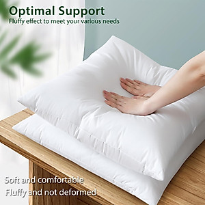 OTOSTAR Pack of 2 Down and Feather Throw Pillow Inserts, 28 x 28 Soft Fluffy Square Pillow Inserts with 100% Cotton Cover Decorative Pillows for Sofa Couch Bed-White