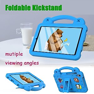Tading for TCL Tab 8 LE Case for Kids, Children Friendly DIY Cartoon EVA Foam Protective Handle Stand Cover for TCL Tab 8 LE (Model: 9137W)/ TCL Tab 8 WiFi (Model: 9132X) - Light Blue
