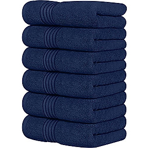Utopia Towels 6 Piece Luxury Hand Towels Set, (16 x 28 inches) 100% Ring Spun Cotton, Lightweight and Highly Absorbent 600GSM Towels for Bathroom, Travel, Camp, Hotel, and Spa (Navy)