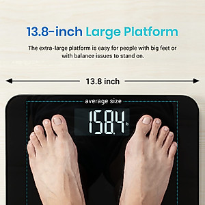 Etekcity Digital Bathroom Scale for Body Weight for People, Extra Wide Platform and High Capacity, Large Number and Easy-to-Read on Backlit LCD Display, 440 lb