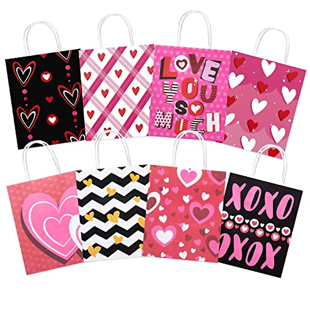 JOYIN 48 PCs Valentine's Day Red Pink Gift Bags with Handle 7.2x9 inch, Paper Wrapping Kraft Bags for Funny Gifts Novelty Gifts Valentines Day Gift Bags Giving