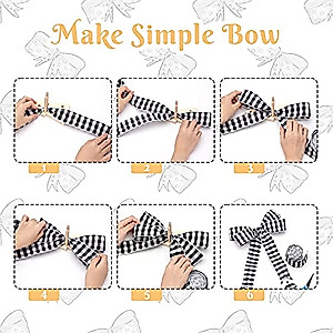 Woiworco 6 Rolls 30 Yards Buffalo Plaid Stripe Ribbon Wired Edge Ribbon, 2 inch Wired Ribbon for Gift Wrapping, Ribbon for Bow Maker Crafts DIY Wrapping Decoration