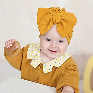 Cinaci 8 Pack Knotted Big Bowknot Hair Bow Turban Hats Beanie Caps Headwraps for Baby Girls Infants Toddlers Kids