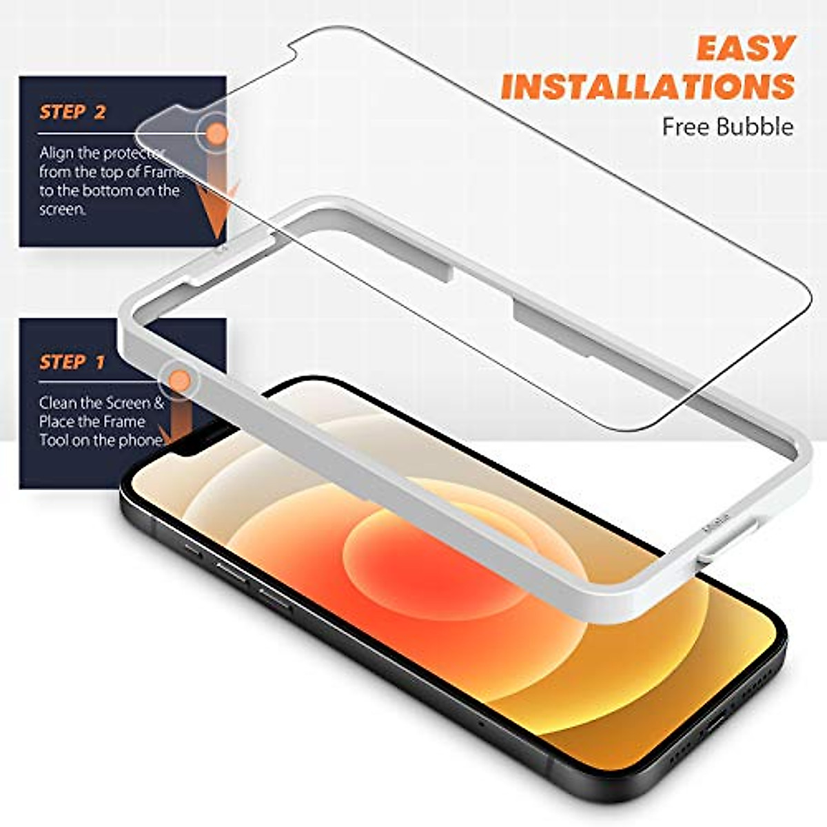 Mkeke Compatible with iPhone 12 Screen Protector, Tempered Glass Screen Protector for iphone 12 Pro 6.1 inch [3-Pack]