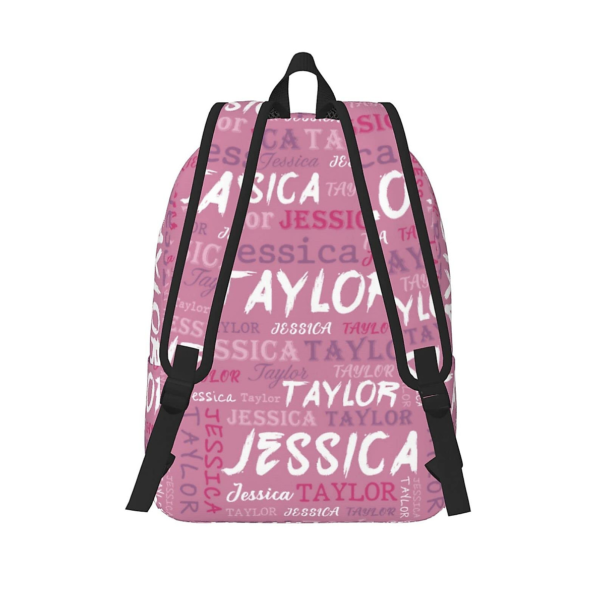 Custom Name School Backpack, Personalized Casual Daypack Backpacks Design Your Own Name for Boys Girls Men Women, Customized Hot Pink Theme 2 Sizes Student Bookbag for Travel Work School