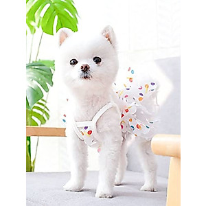 QWINEE Cute Polka Dot Mesh Cat Skirt Dog Dress Birthday Wedding Christmas Party Dog Costume Dresses for Kitty Puppy Small Medium Dogs Multicolor XL