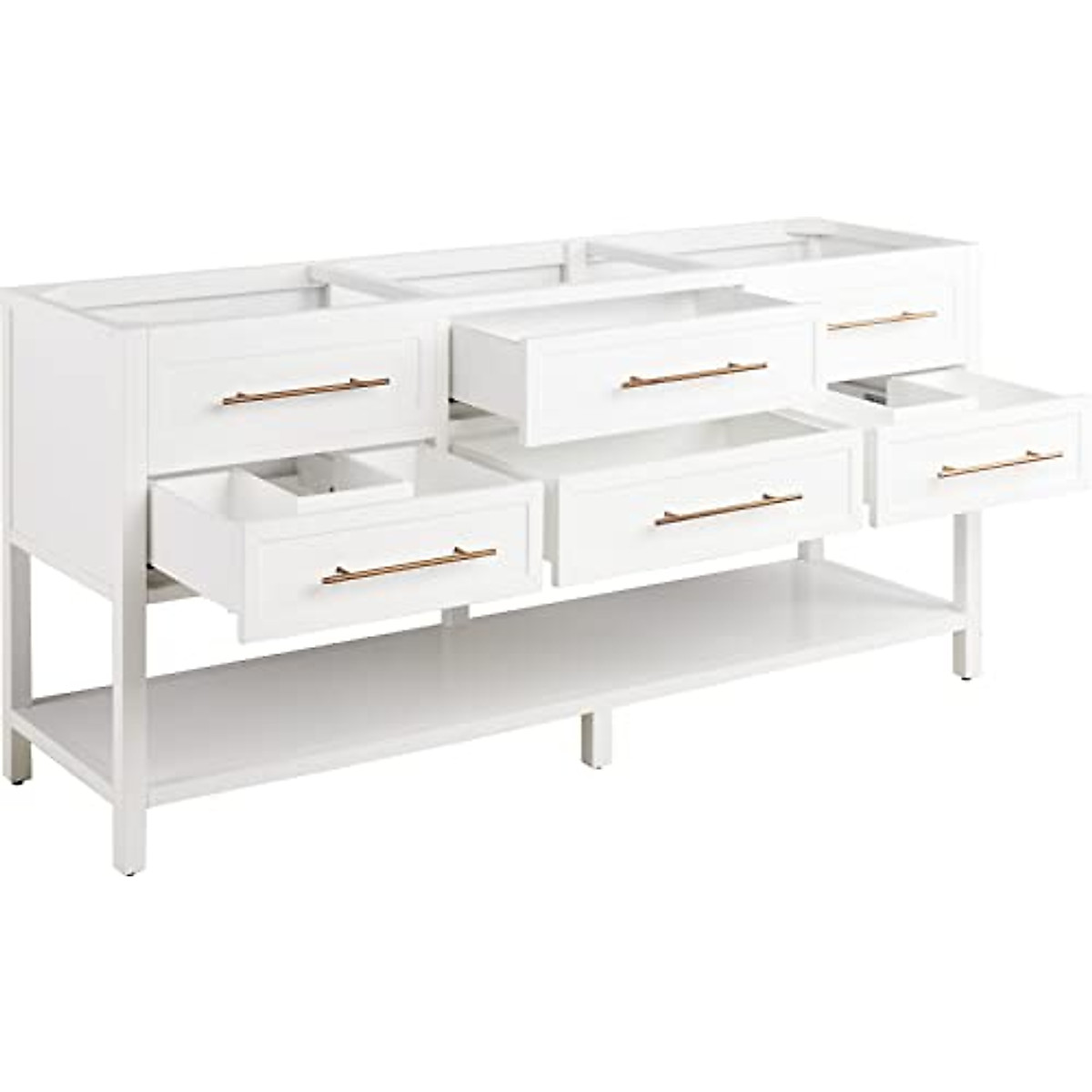 Signature Hardware 953332-72-RUMB-0 Robertson 72" Free Standing Double Vanity Cabinet Set with Mahogany Cabinet, Vanity Top and Rectangular Undermount Sinks - No Faucet Holes