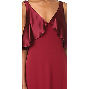 Jill Jill Stuart Women's Deep-V Satin Back Crepe Gown, Oxblood, 10