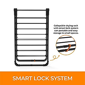happhom Clothes Drying Rack, Height Adjustable Gullwing for Clothes and Dress, Space Saver Laundry Drying Rack with Smart Lock System, Easy Folding and Hanging for Storage, Sturdy Stainless Steel
