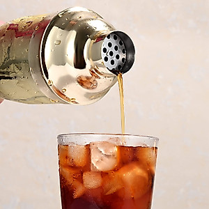 Etens Gold Cocktail Shaker, Martini Shaker 24oz with Built-in Strainer for Bartender Bartending, Bar Shakers Tin for Drinks Mixing | Golden | Stainless Steel | Cobbler