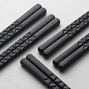 Noodies Reusable Chopsticks – 5 Pairs Premium Fiberglass, Bold Geometric Design, Lightweight & Durable – 9.64 Inch, Dishwasher Safe – Ideal for Sushi, Asian Cuisine, and Daily Use – Gift Set