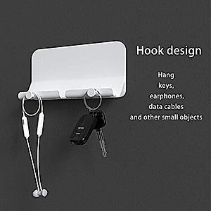 GrliTra Wall Mount Phone Holder, Adhesive Wall Phone Holder Mount Charging Holder Compatible for Smartphones Phone Holder Mount Phone Wall Mount for Bedroom, Kitchen and Living Room, 2 Pack (Black)