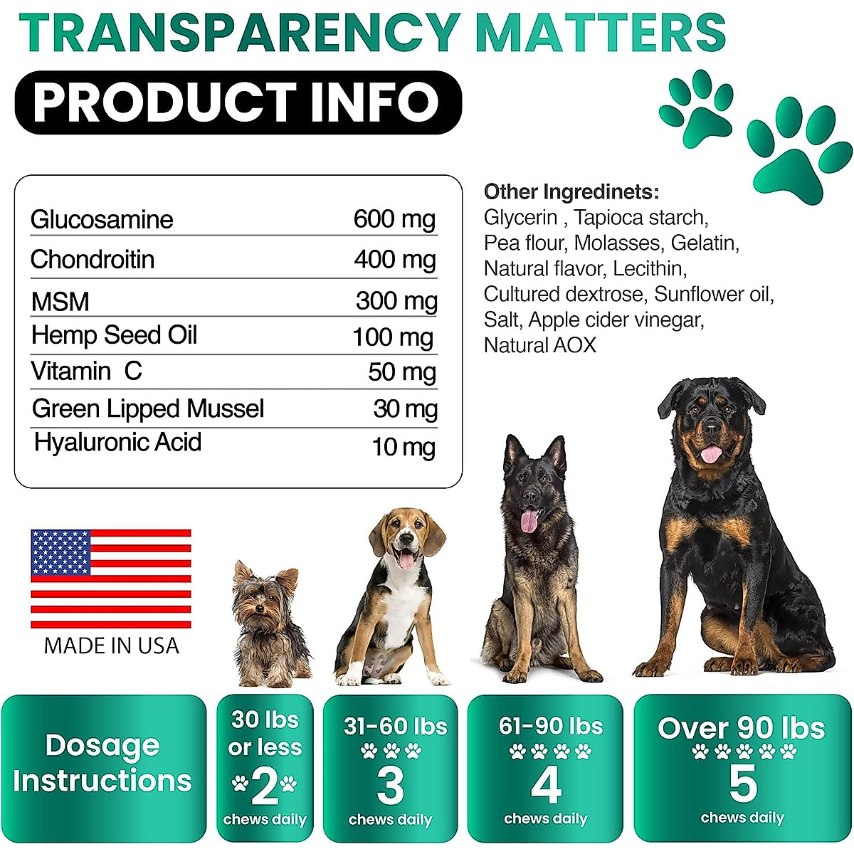 (2 Pack) Hemp Hip and Joint Supplement for Dogs - Glucosamine for Dogs - 340 Dog Joint Pain Relief Treats - Chondroitin, MSM, Hemp Oil - Advanced Dog Joint Supplement Health - Mobility Support Chews