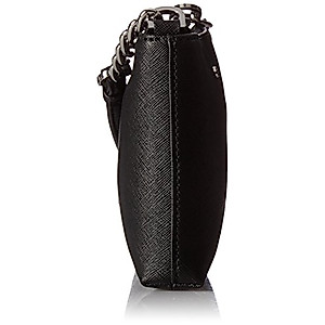 Calvin Klein Hayden Key Item Saffiano Top Zip Chain Crossbody Purse, Black/Silver