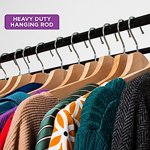 HOLDN’ STORAGE Portable Wardrobe Closet - Premium Metal Hanging Rod with Beige Cover- 65 Lb. Weight Capacity- Super Easy Assembly, No Tools Required (Dark Gray)