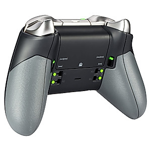 eXtremeRate Gray Rubberized Right Left Side Rails, Replacement Rear Handle Grips, Back Panels Faceplates Kits for Xbox One Elite Controller (Model 1698)