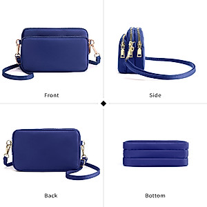 WITERY Multi Zipper Small Crossbody Bags for Women - Waterproof Mini Purse Nylon Travel Shoulder Bag Cell Phone Purse Pouch with Shoulder Strap