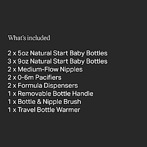 Tommee Tippee Natural Start Ready for Baby Bottle Set, 5oz and 9oz Anti-Colic Bottles, Slow and Medium Flow Nipples, 0-6 month pacifiers, Self-Sterilizing