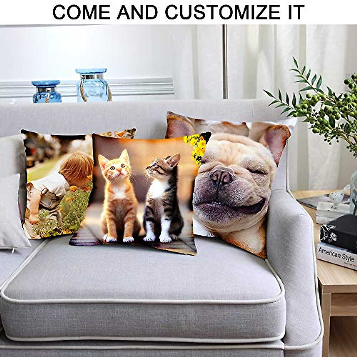 Custom Pillow, Personalized Photo Pillows, 16 x 16 ”(Including Pillow Insertion)Design Throw Pillow with Photo Text, Customize Pet Pillow, Personalized Memorial Gift for Birthday, Christmas