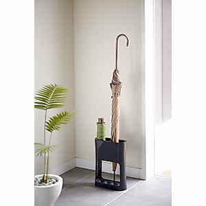 Yamazaki Home Oval Umbrella Stand - Holder for Umbrellas & Walking Canes ABS Plastic One Size Black