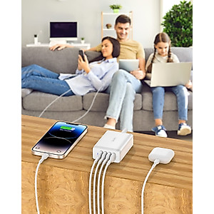 SOOPII 25W USB Charger, Charging Station with 4 USB Ports with 5ft Power Cord for Multiple Device, Wall Charger for iPhone 14, Galaxy, IPad,Tablets and Smartphones.…