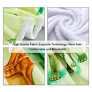 Jurllyshe Dinosaur Throw Blanket Dino Blanket for Boys Dinosaur Gifts for Dinosaur Lovers Kids and Adults (50"x60", Green Dinosaur)