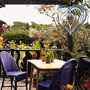 Wind Spinners for Yard and Garden,Kinetic Wind Sculpture,Wind Spinners Outdoor Hanging,Wind Sculptures & Spinners Yard Decor Heart Wind Spinners TEAYTIS (Silver)