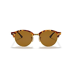 Ray-Ban RB4246 Clubround Round Sunglasses, Spotted Brown Havana/B-15 Brown, 51 mm